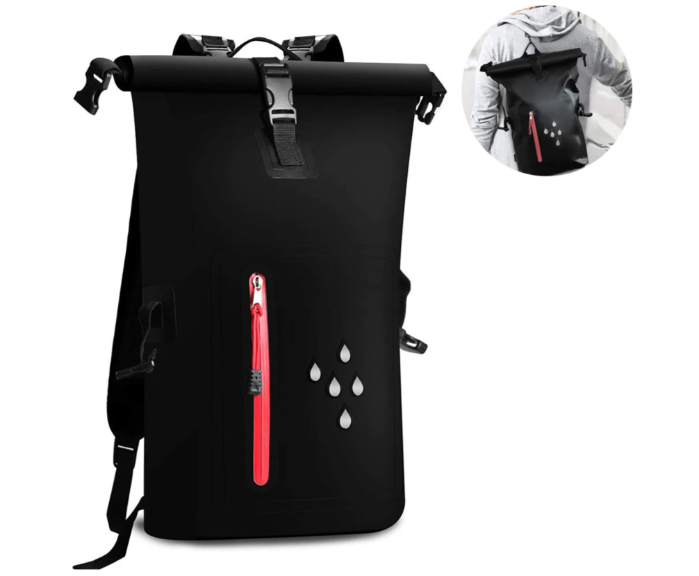25L PVC Lightweight Waterproof Backpack , Waterproof Roll Top Bag With ...
