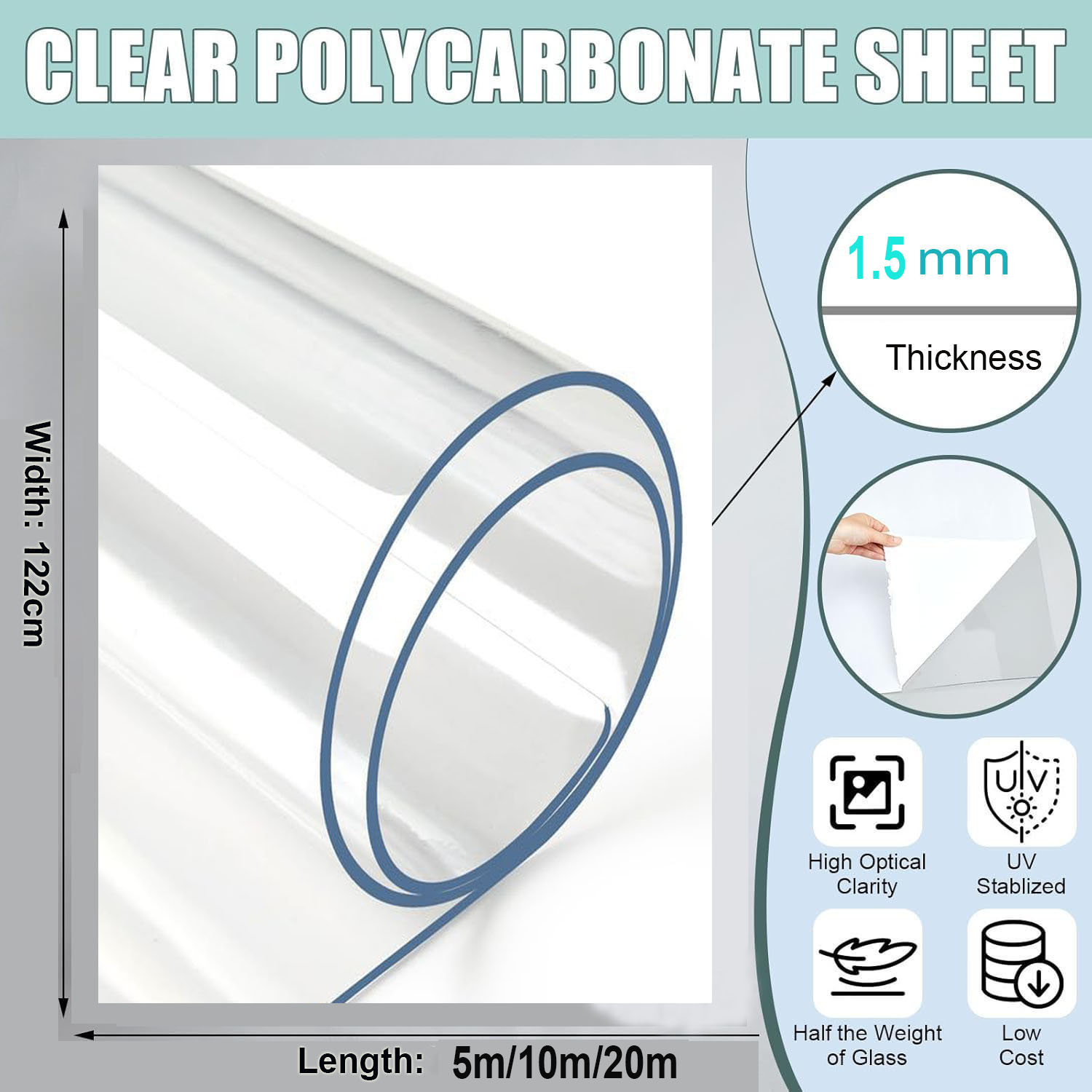 1.5mm Polycarbonate Clear Plastic Sheet, Polycarbonate Panel ...